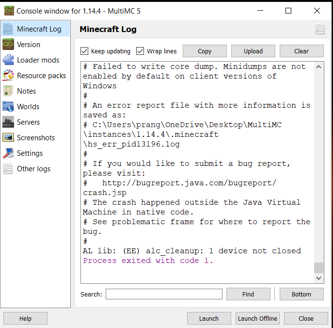 Minecraft crashes whenever I create or load a world from multimc · Issue #3331 · MultiMC ...