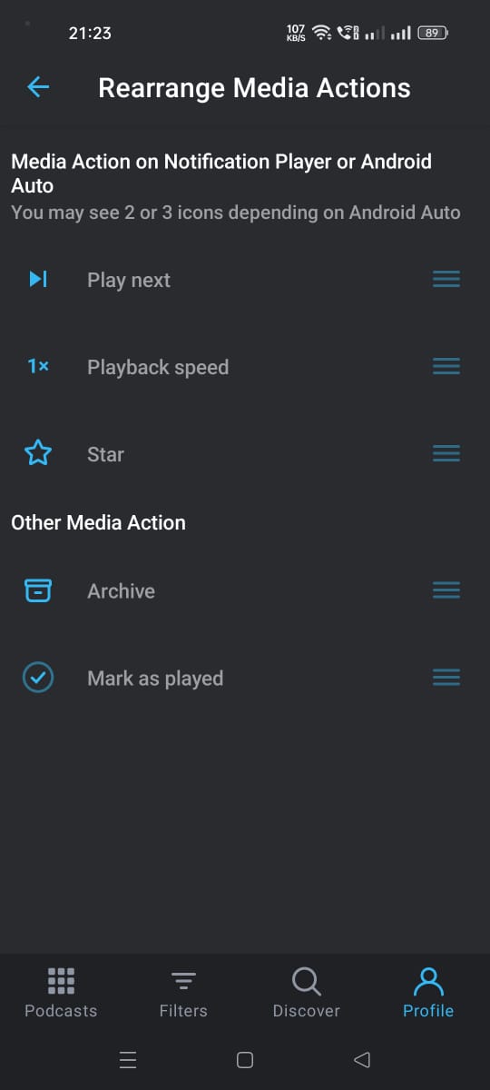 Add support for new media notification controls configuration to support 3 icons (if room ...