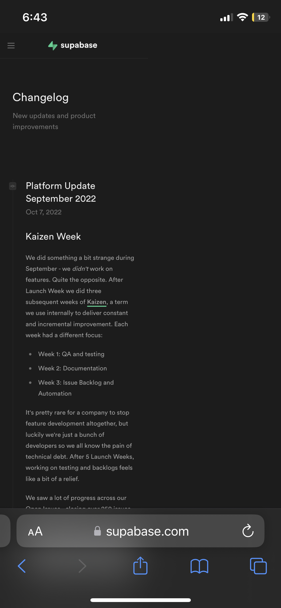 Changelog page overflow on mobile · Issue #9718 · supabase/supabase · GitHub