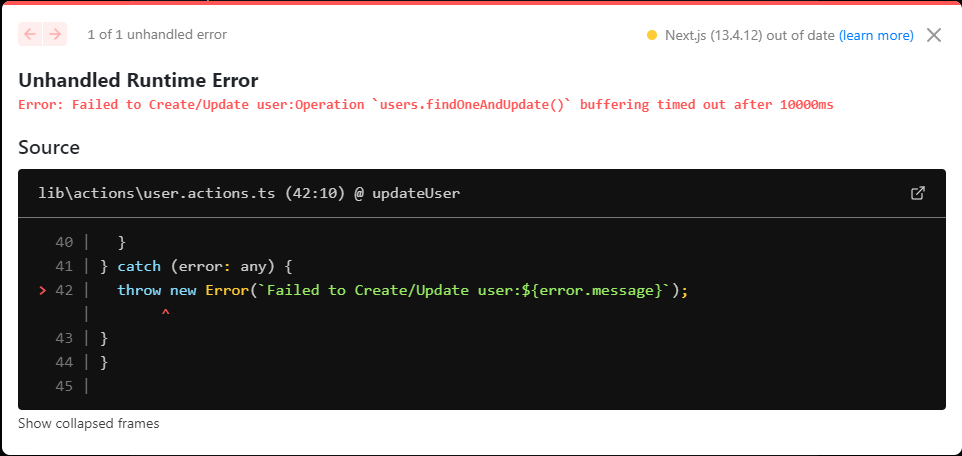 Mongodb Error And Findoneandupdate Error · Issue 34 · Adrianhajdin Threads · Github