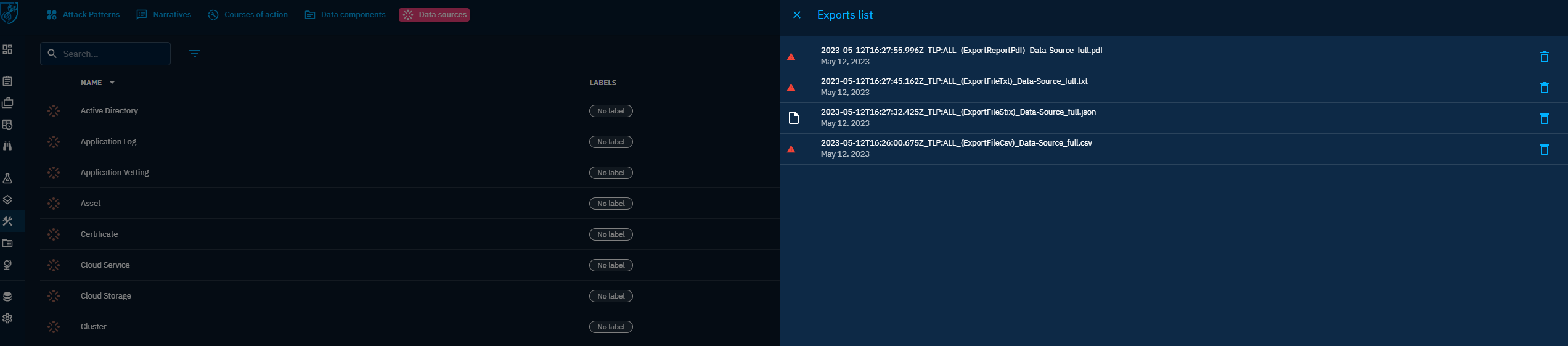 Error When Exporting Data Sources Data Components · Issue 3328 · Opencti Platform Opencti · Github