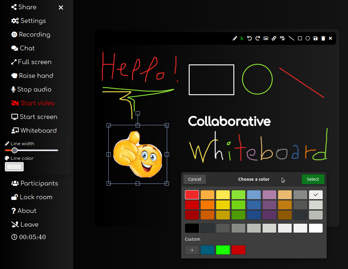 todo: whiteboard like mirotalksfu using fabricjs · Issue #69 · miroslavpejic85/mirotalk · GitHub