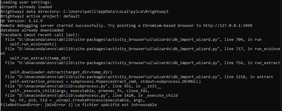 Unable to import ecoinvent database in Activity browser · Issue #742 · LCA-ActivityBrowser ...