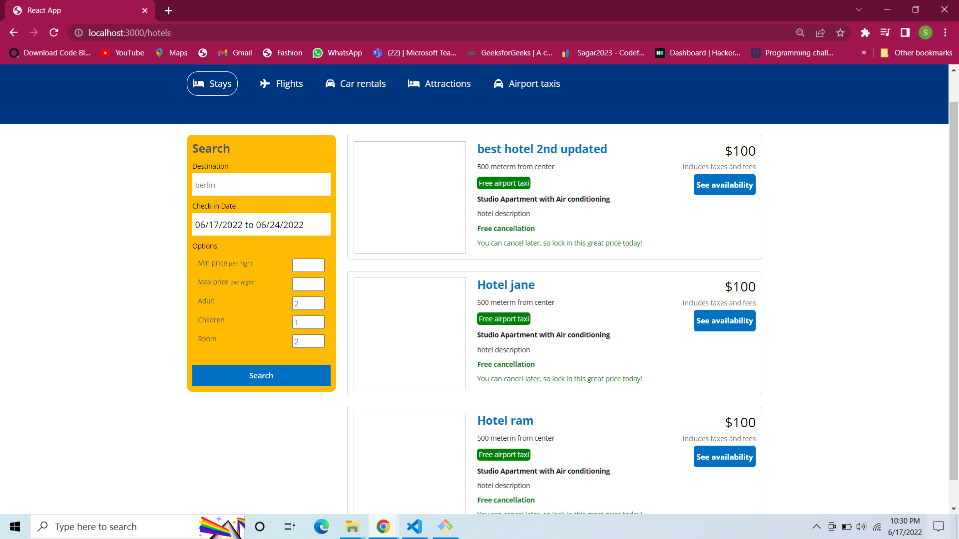 GitHub - sagar2023/booking-app: MERN stack hotel reservation app project. React Node.js MongoDB ...