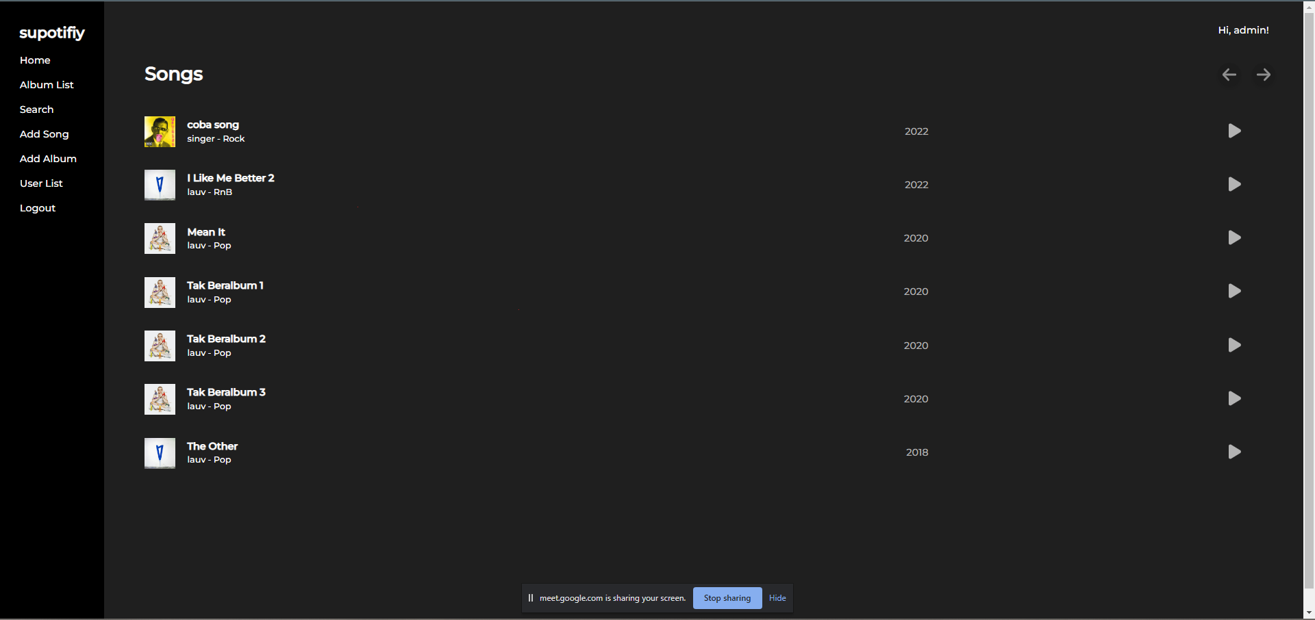 GitHub - christojeffrey/tubes-wbd-1: [assigment] a copy of spotify, build using vanilla PHP, js ...
