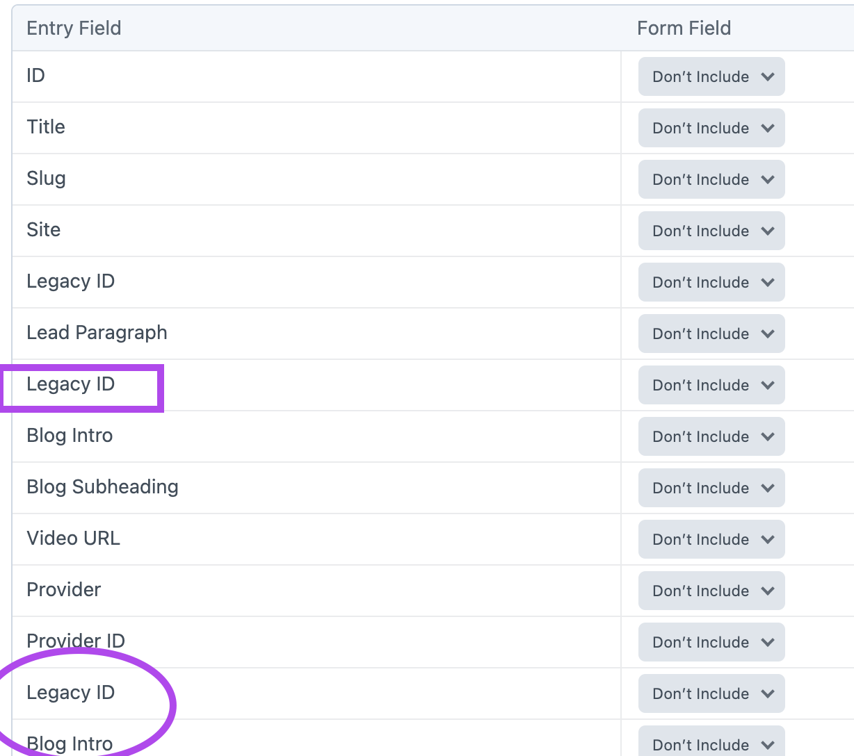 Element Integration: "Update Element Mapping" shows incorrect fields · Issue #1496 · verbb ...