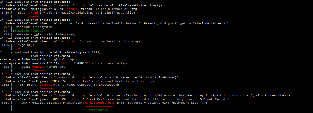 Unable to compile · Issue #169 · OneLoneCoder/olcPixelGameEngine · GitHub