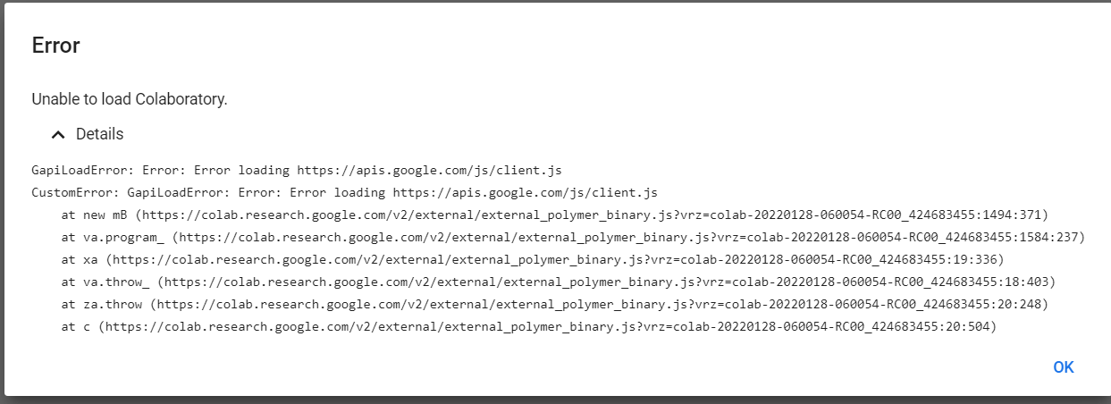 Unable to load Colaboratory · Issue #2590 · googlecolab/colabtools · GitHub