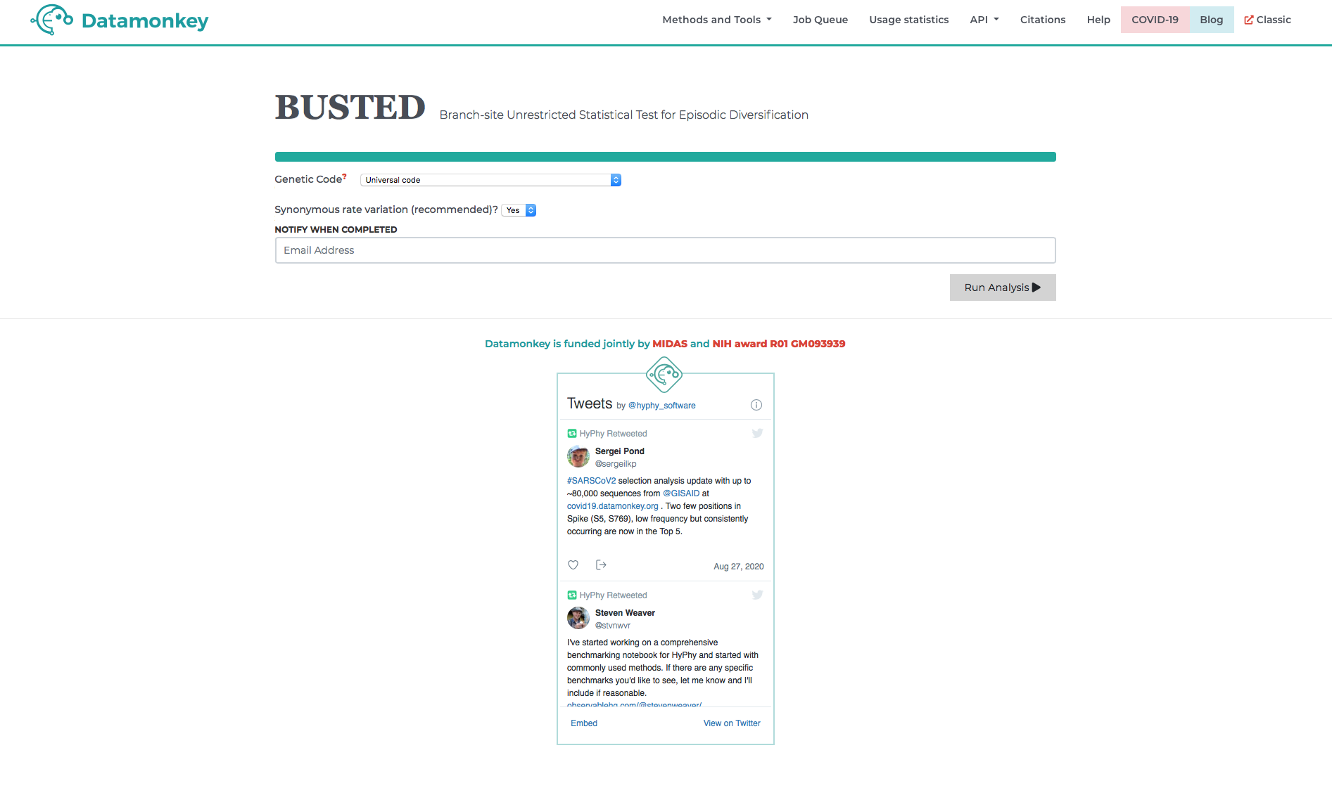 datamonkey.org web browser having issues displaying trees and further downstream analysis for ...