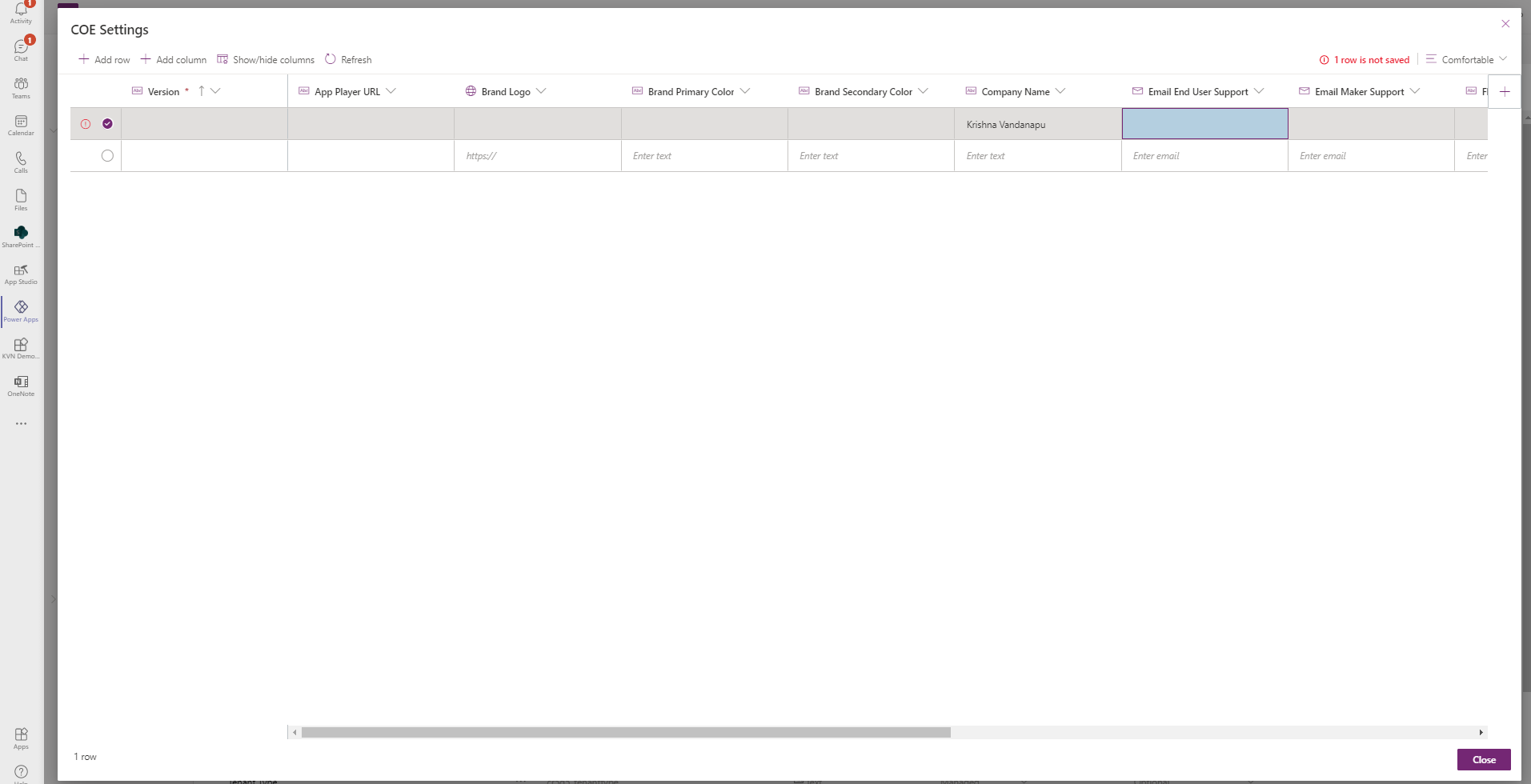 [BUG]: Not able to add the entry in COE Setting table in Dataverse for Teams version · Issue ...