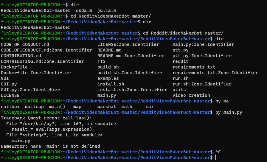 [Bug]: nameerror: Name 'main' is not defined || I AM USING A UBUNTU ENVIROMENT · Issue #1339 ...