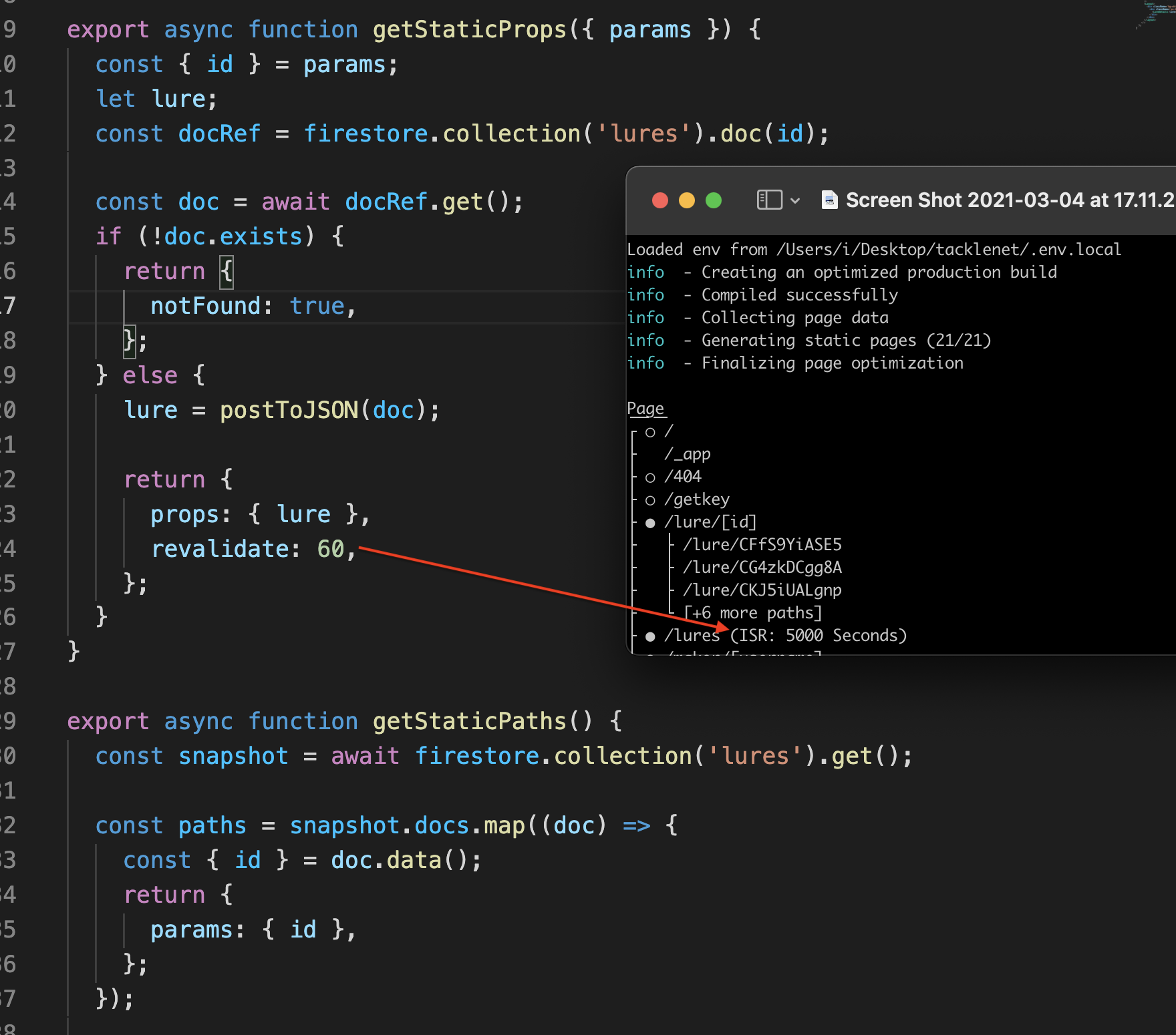 ISR page is 5000 seconds in build even though GetStaticProps revalidate set to 60 seconds ...