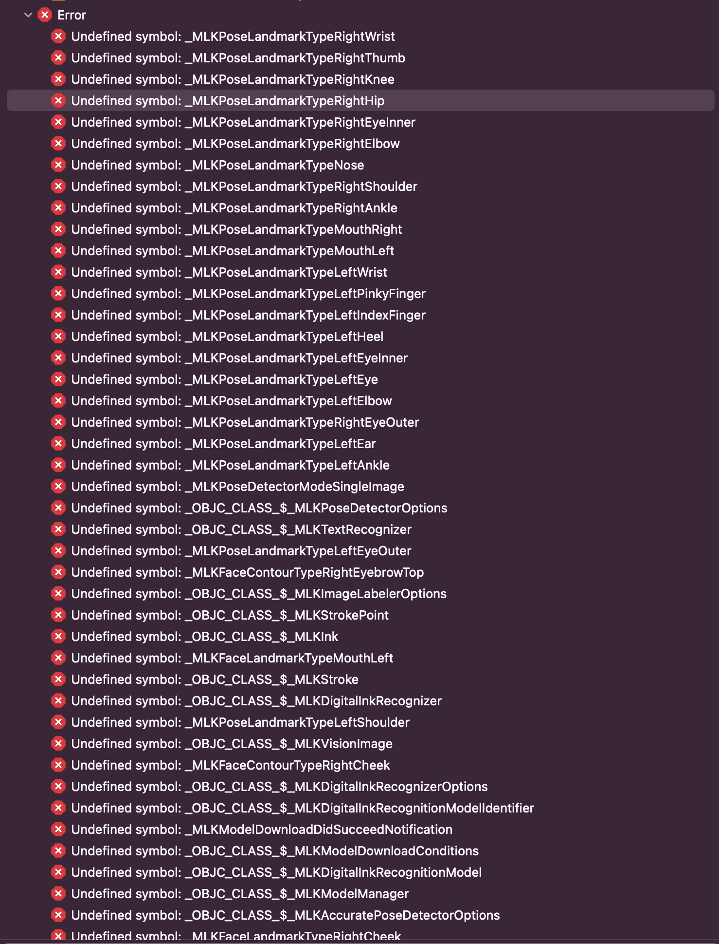 Definition of 'MLKText' must be imported from module 'MLKitTextRecognitionCommon.MLKText' before ...