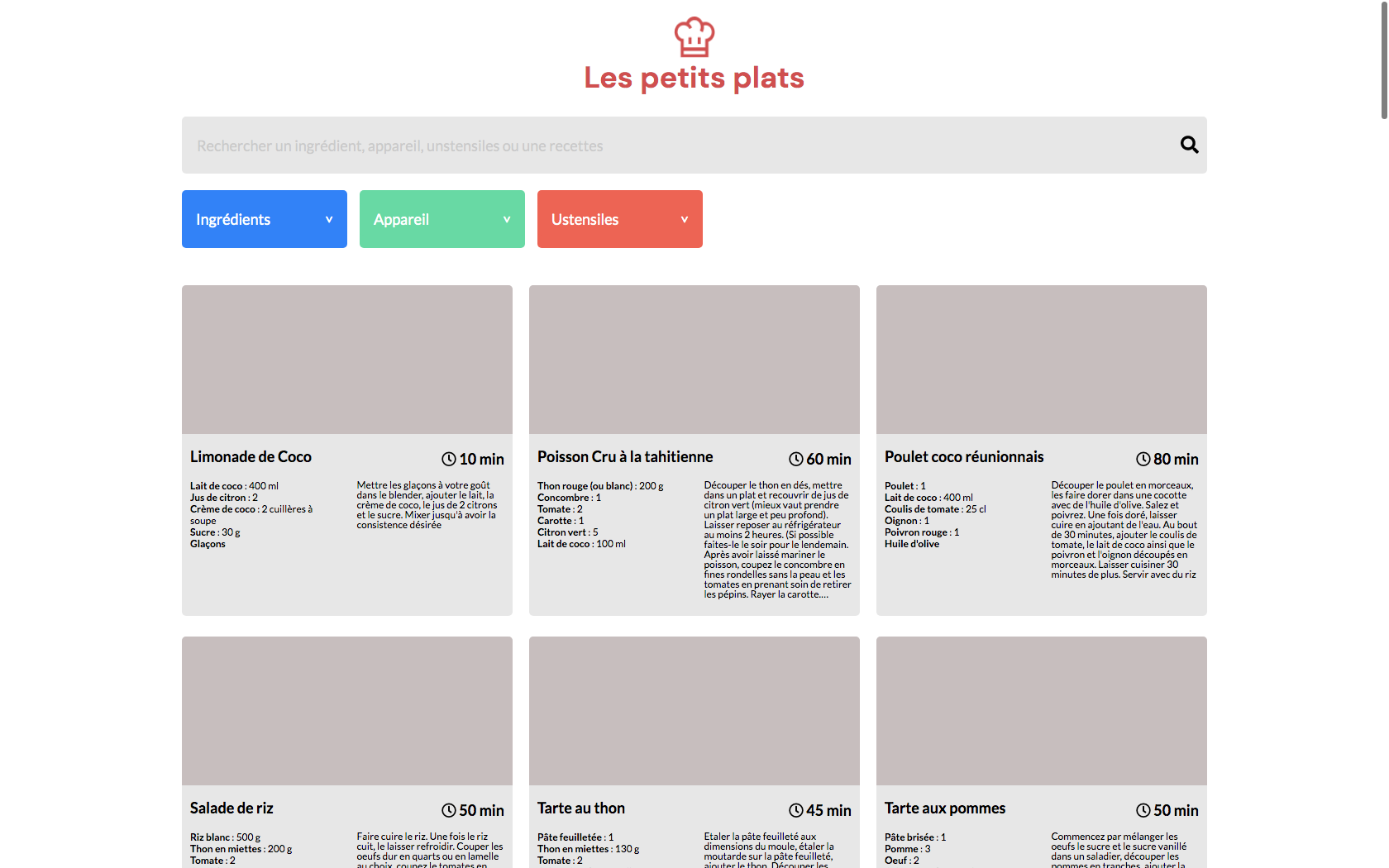 GitHub - DavidWeiland/20210622_LesPetitsPlats: implement search function ![LesPetitsPlats](https ...