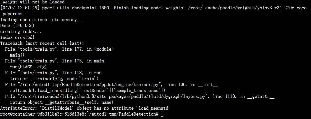 [Other General Issues]想使用蒸馏压缩ppyolov2报错 · Issue #5589 · PaddlePaddle/PaddleDetection · GitHub