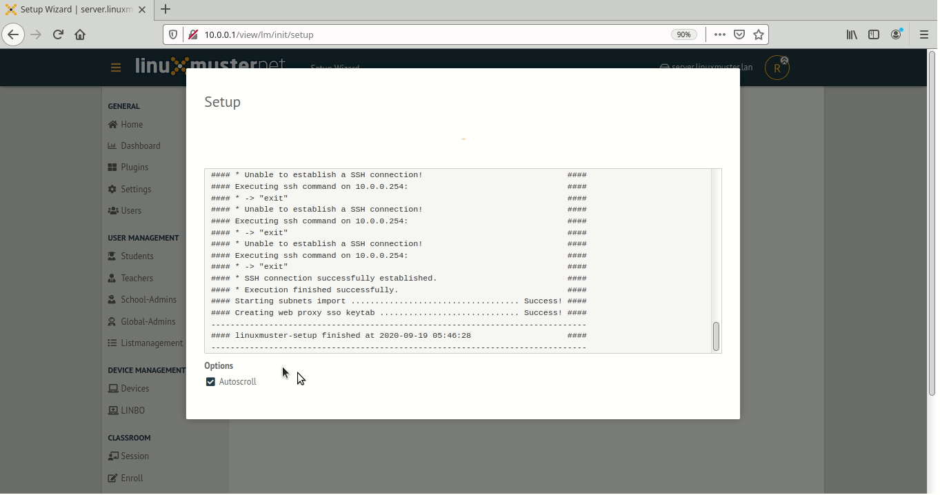 "Finish" - button is not displayed, after setup is done · Issue #155 · linuxmuster/linuxmuster ...