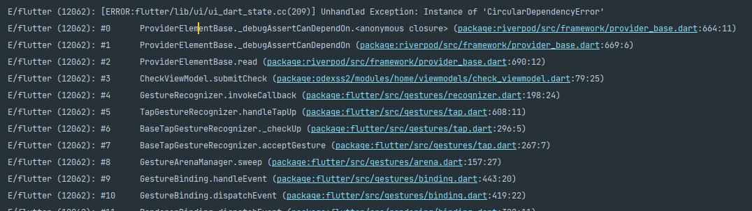 Unhandled Exception: Instance of 'CircularDependencyError' when using ref.watch with "Provider ...