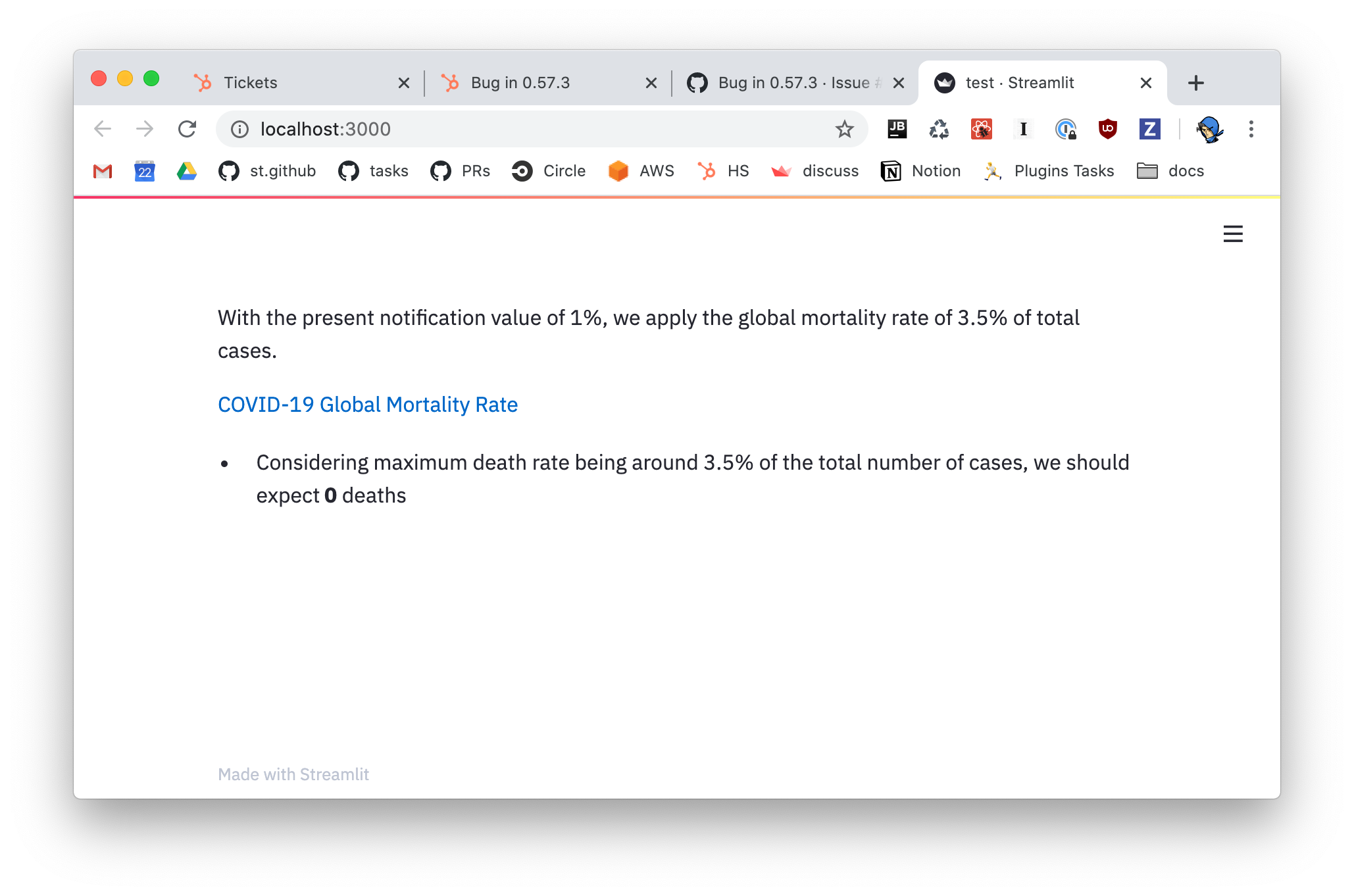 Bug in 0.57.3 · Issue #1355 · streamlit/streamlit · GitHub
