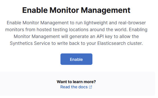 [Synthetics] Auto enable Monitor Management · Issue #146721 · elastic/kibana · GitHub