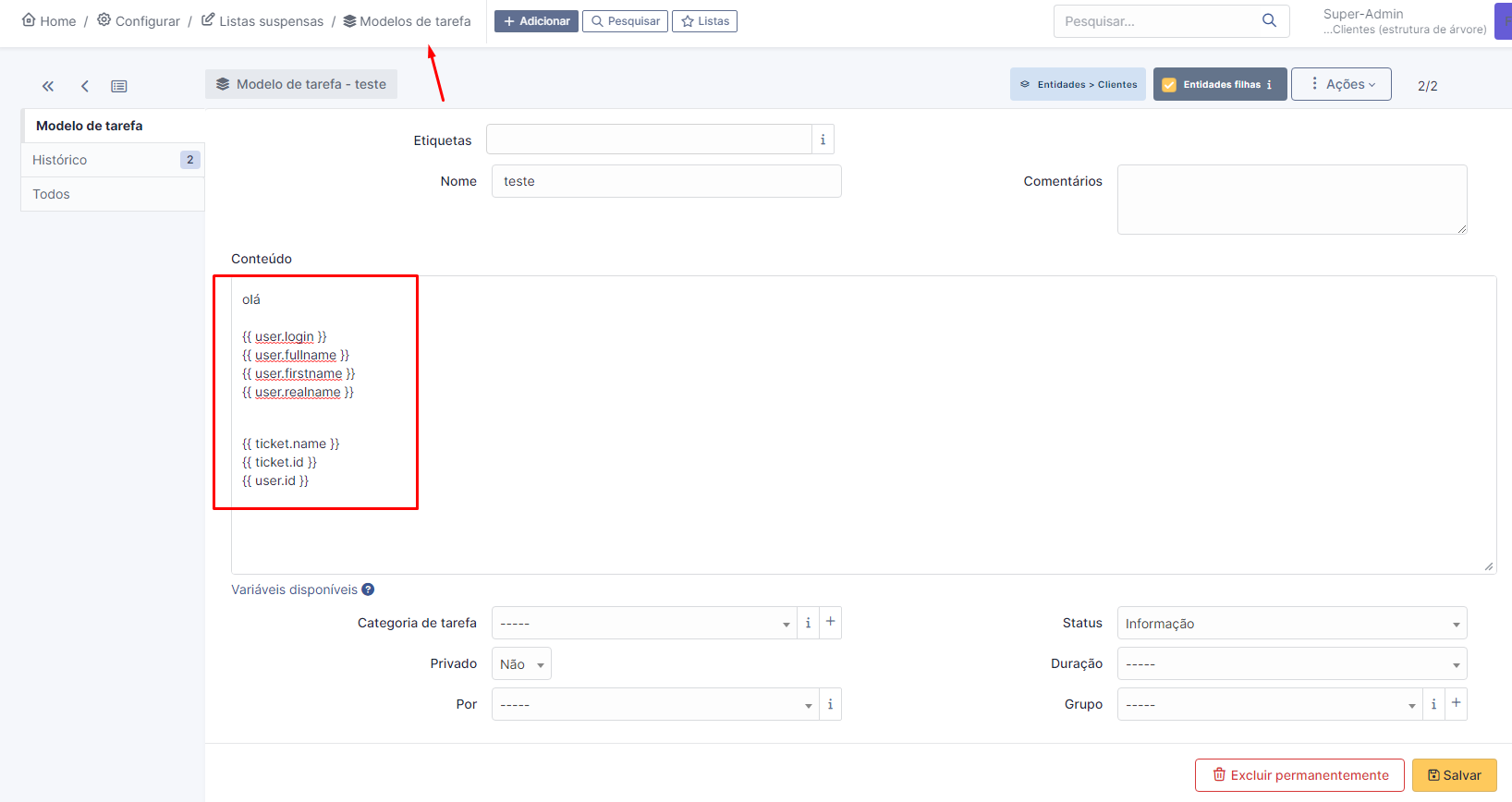 Some variable of the tracking/tasks template is not working. · Issue #15351 · glpi-project/glpi ...