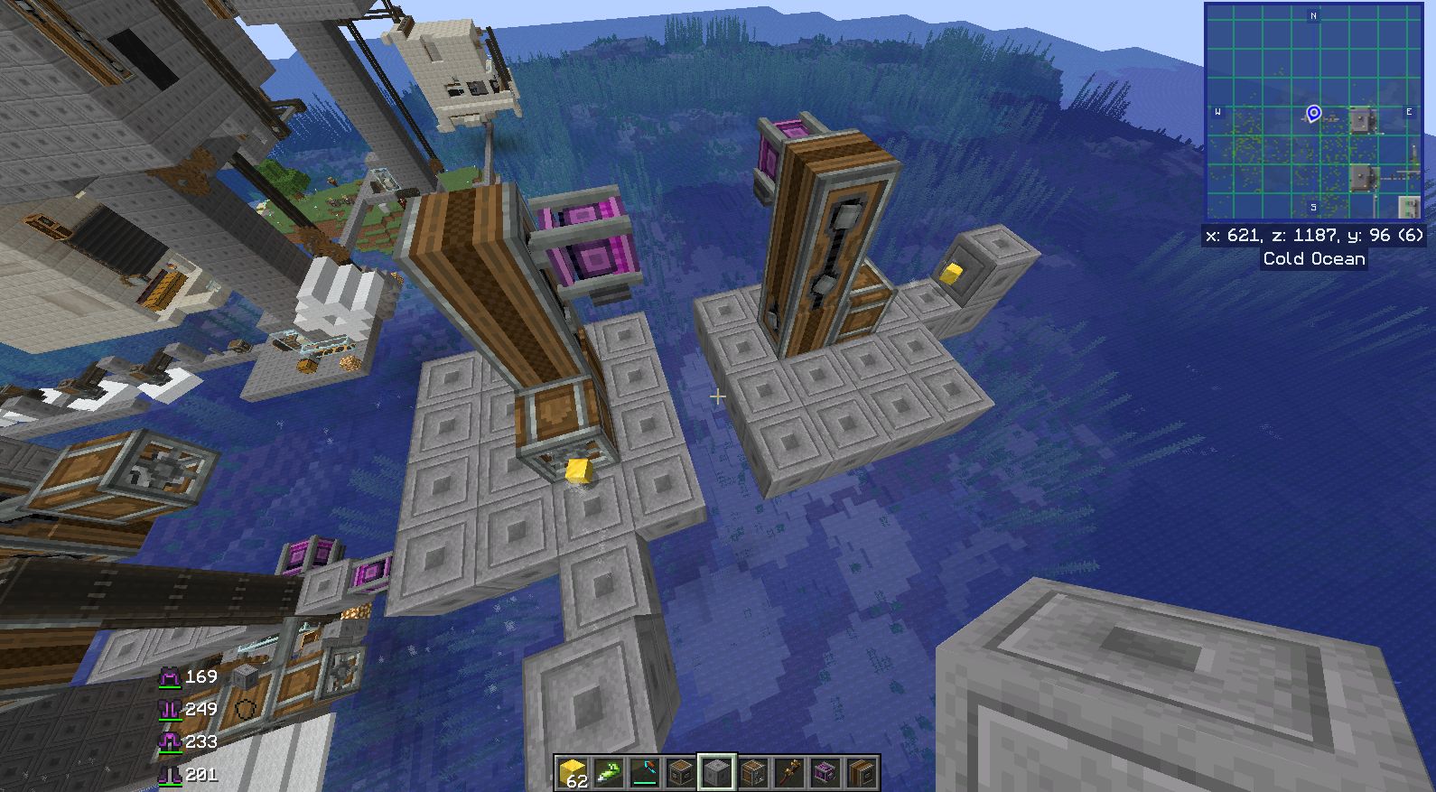 Rows of encased chain drive with segment rotated change rotation direction if switched between ...