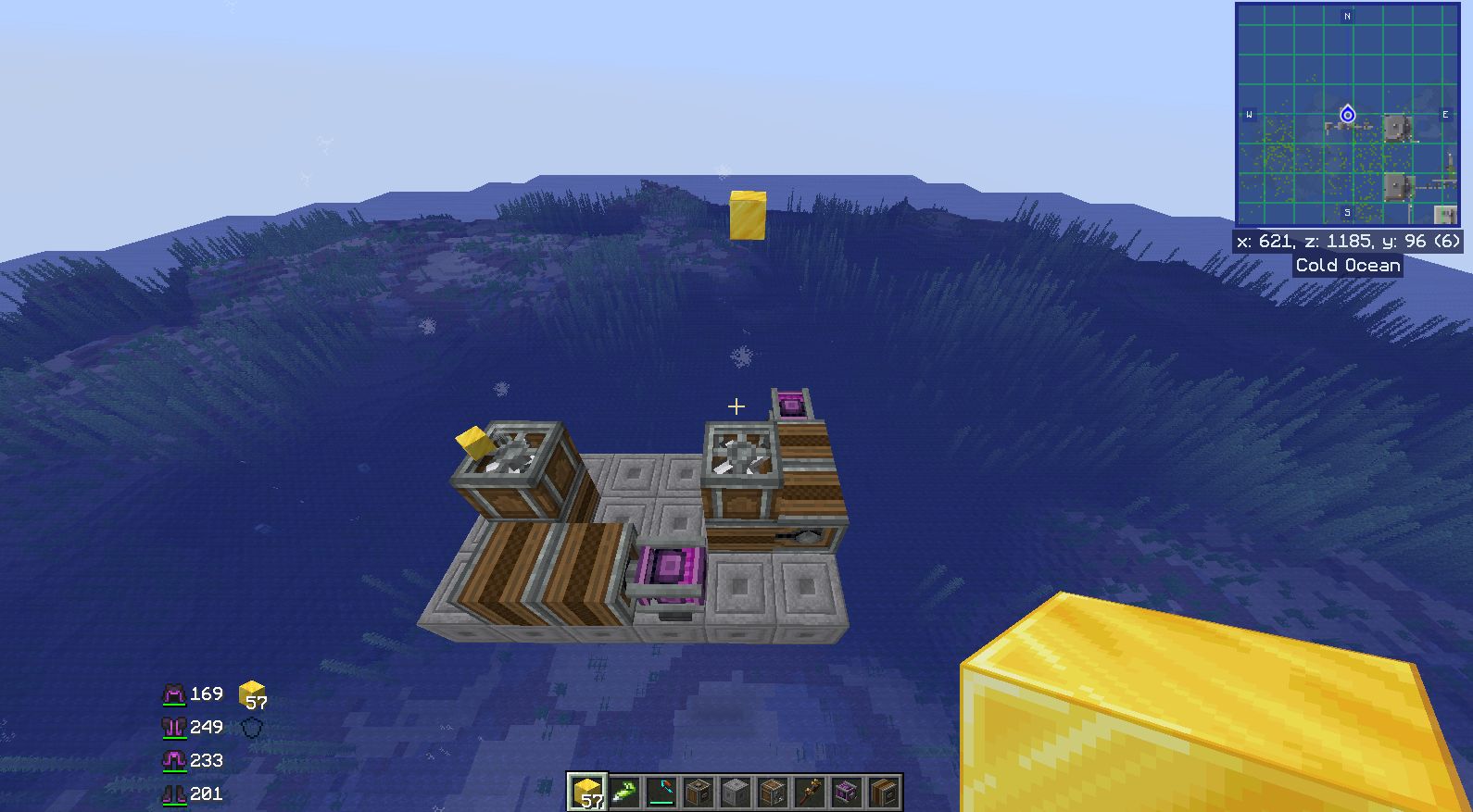 Rows of encased chain drive with segment rotated change rotation ...