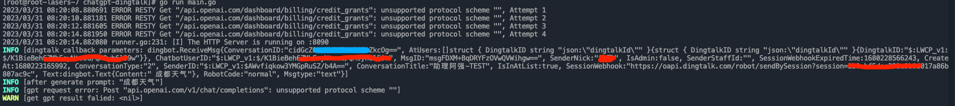 服务器在国外，钉钉后台应用创建好了之后在群里@机器人之后报错 · Issue #147 · ConnectAI-E/Dingtalk-OpenAI · GitHub
