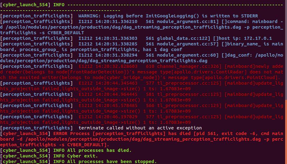 Trafficlight Perception Crashes Terminate Called Without An Active Exception · Issue 14719