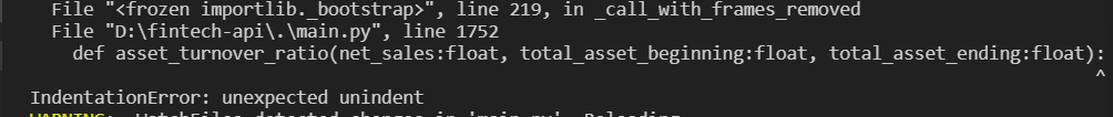 Indentation error in main.py at asset_turnover_ratio · Issue #186 · Clueless-Community/fintech ...