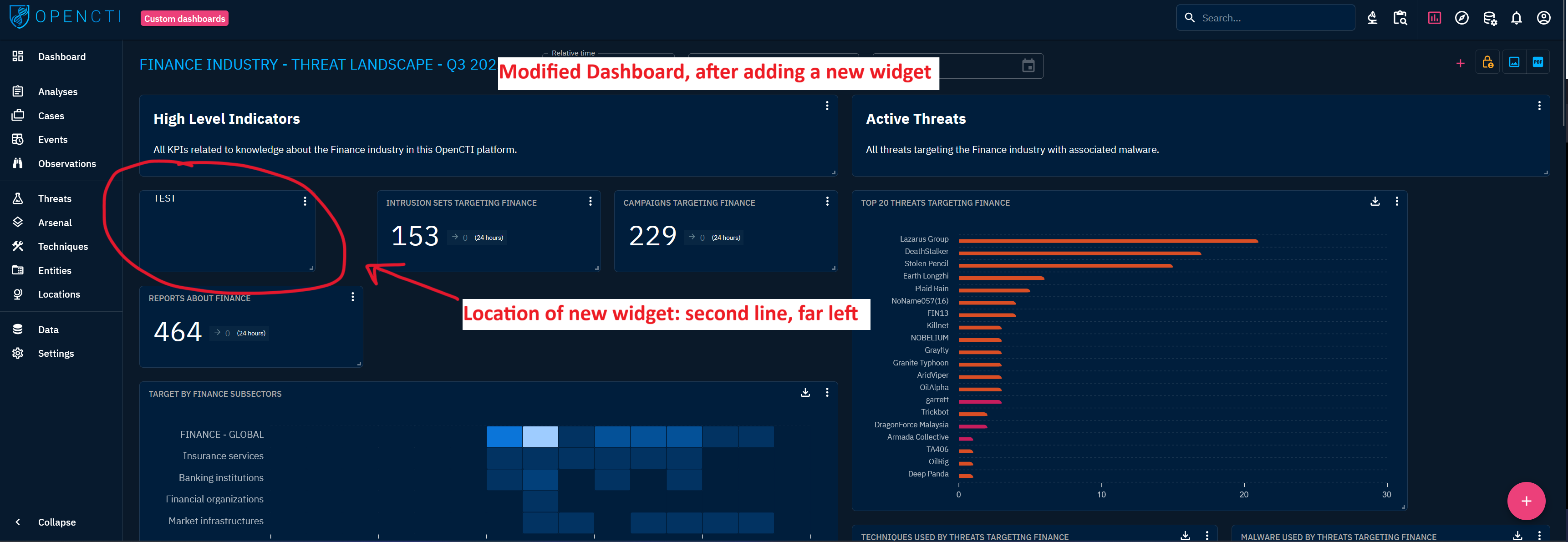 Wrong location for new dashboard widgets · Issue #4529 · OpenCTI-Platform/opencti · GitHub