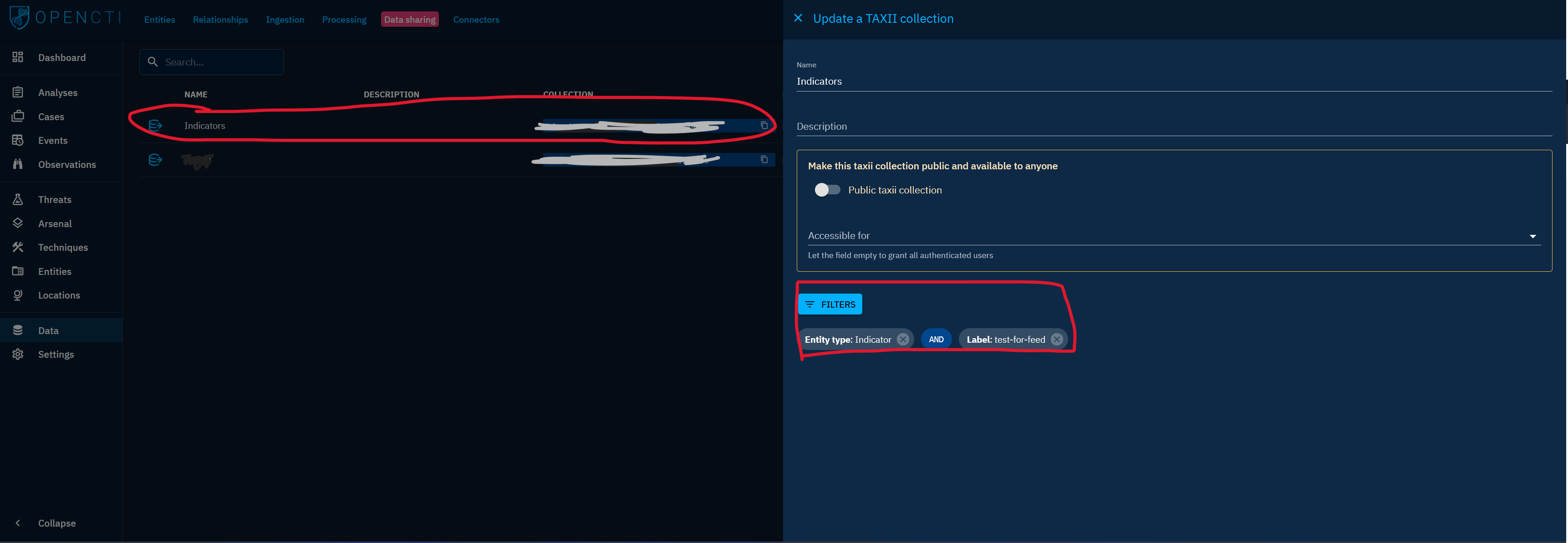The filters used for TAXII collections seem to be ignored · Issue #4621 · OpenCTI-Platform ...