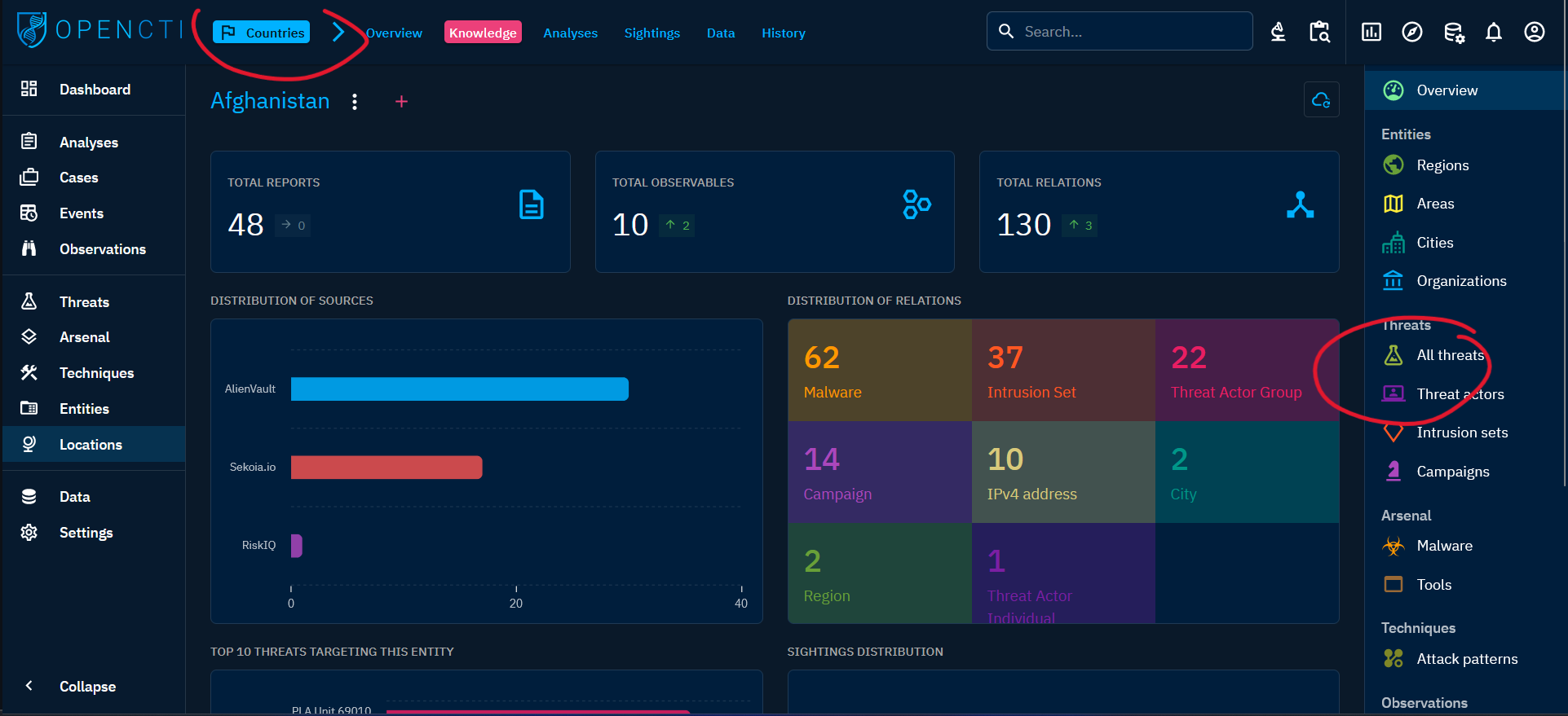 All Threats Filter Missing On Areas Object · Issue 4730 · Opencti Platform Opencti · Github