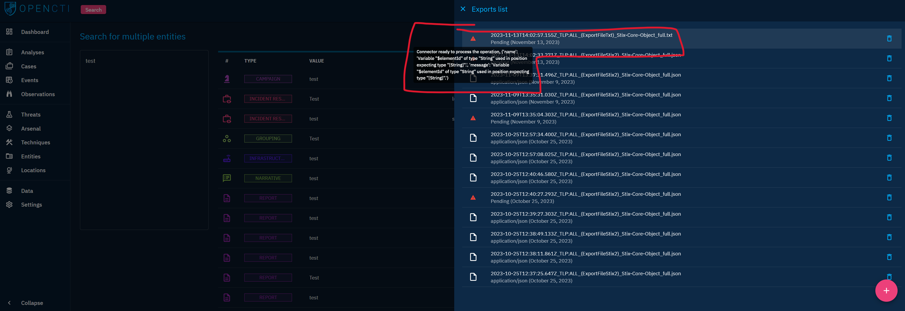 Error When Export List · Issue 4889 · Opencti Platformopencti · Github 7249