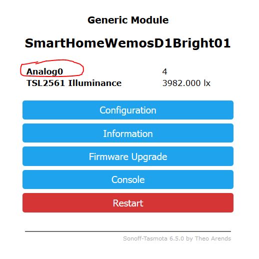 Tsl2561 And Tasmota 650 Reports Analog0 Beside Tsl2561 Illuminance · Issue 5517 · Arendst 