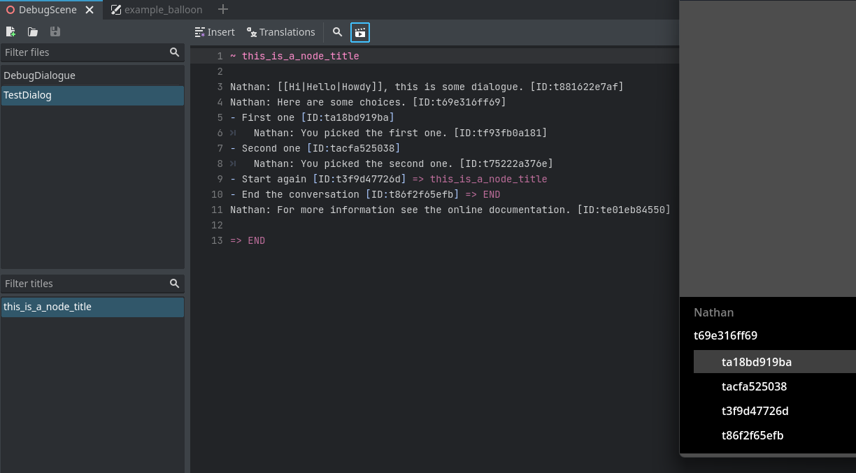 "Generate line IDs" shows only the ids in Test dialogue mode · Issue ...