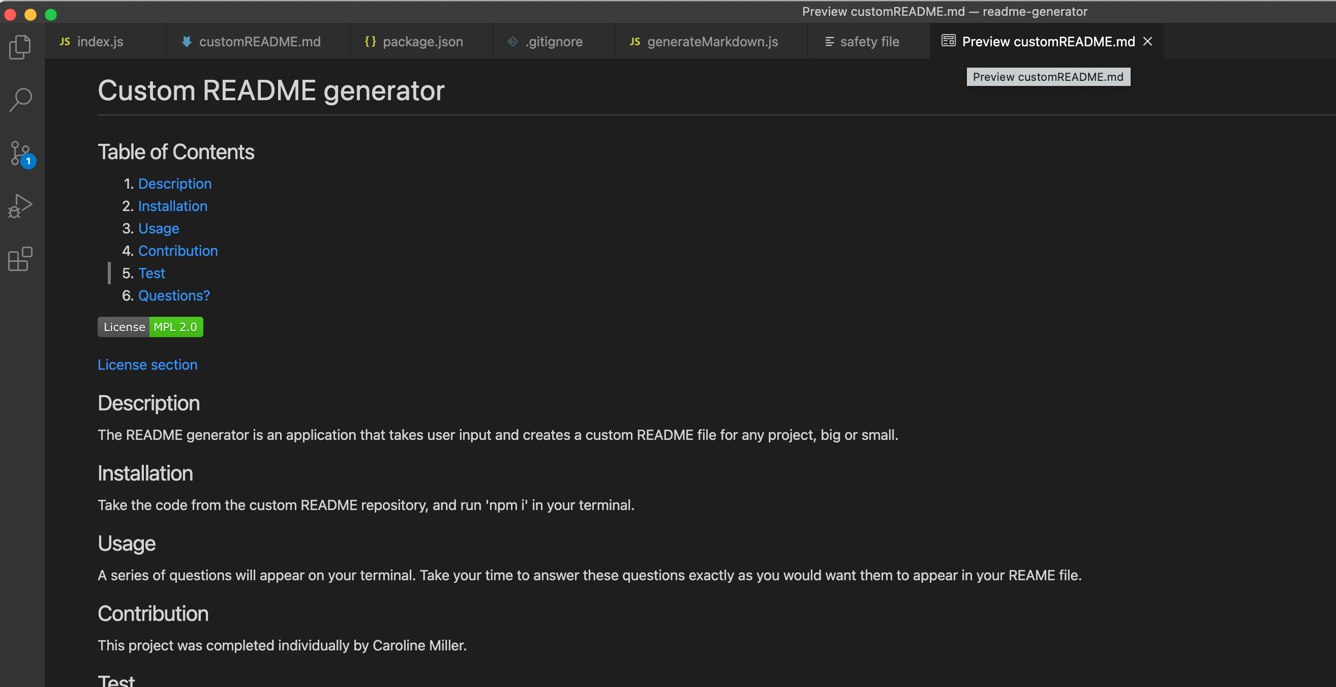 GitHub - caroline-e-miller/readme-generator