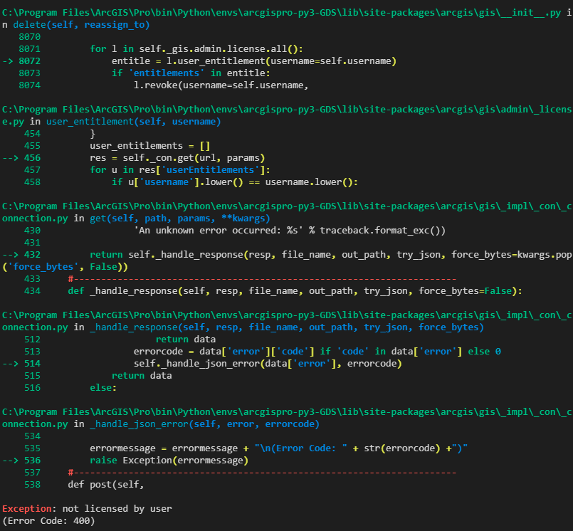 User Delete 1 8 5 Error · Issue 1009 · Esri Arcgis Python Api · Github