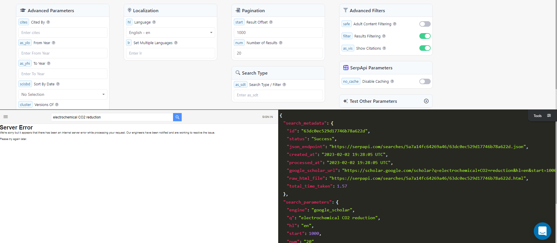 Google Scholar API, No longer returning results after page 50 · Issue #620 · serpapi/public ...