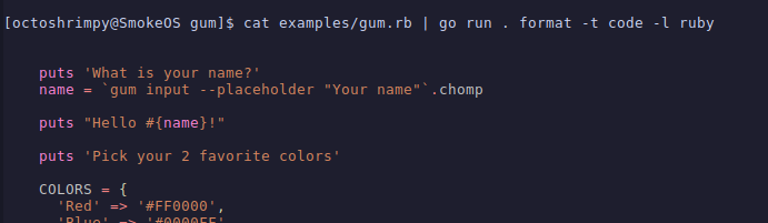 `gum format` does not syntax highlight code · Issue #215 · charmbracelet/gum · GitHub