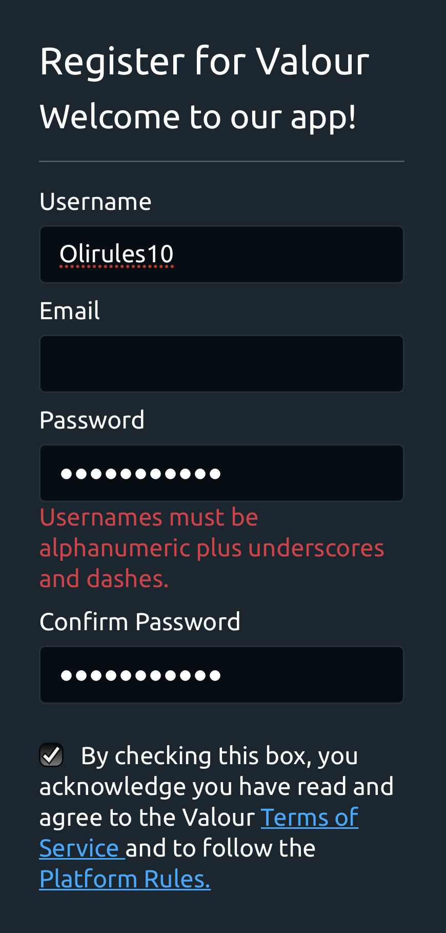 Username does not accept numbers · Issue #43 · Valour-Software/Valour · GitHub