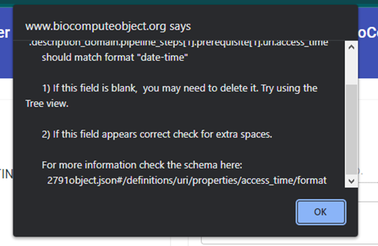 Access time error format in BCO · Issue #137 · biocompute-objects/portal · GitHub