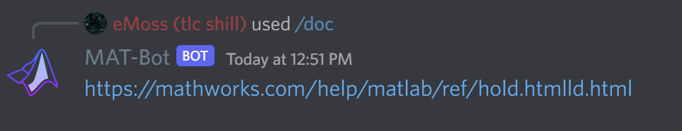 Doc Slash Command Mangles Url · Issue 18 · Matlab Discord Matlab Discord Bot · Github