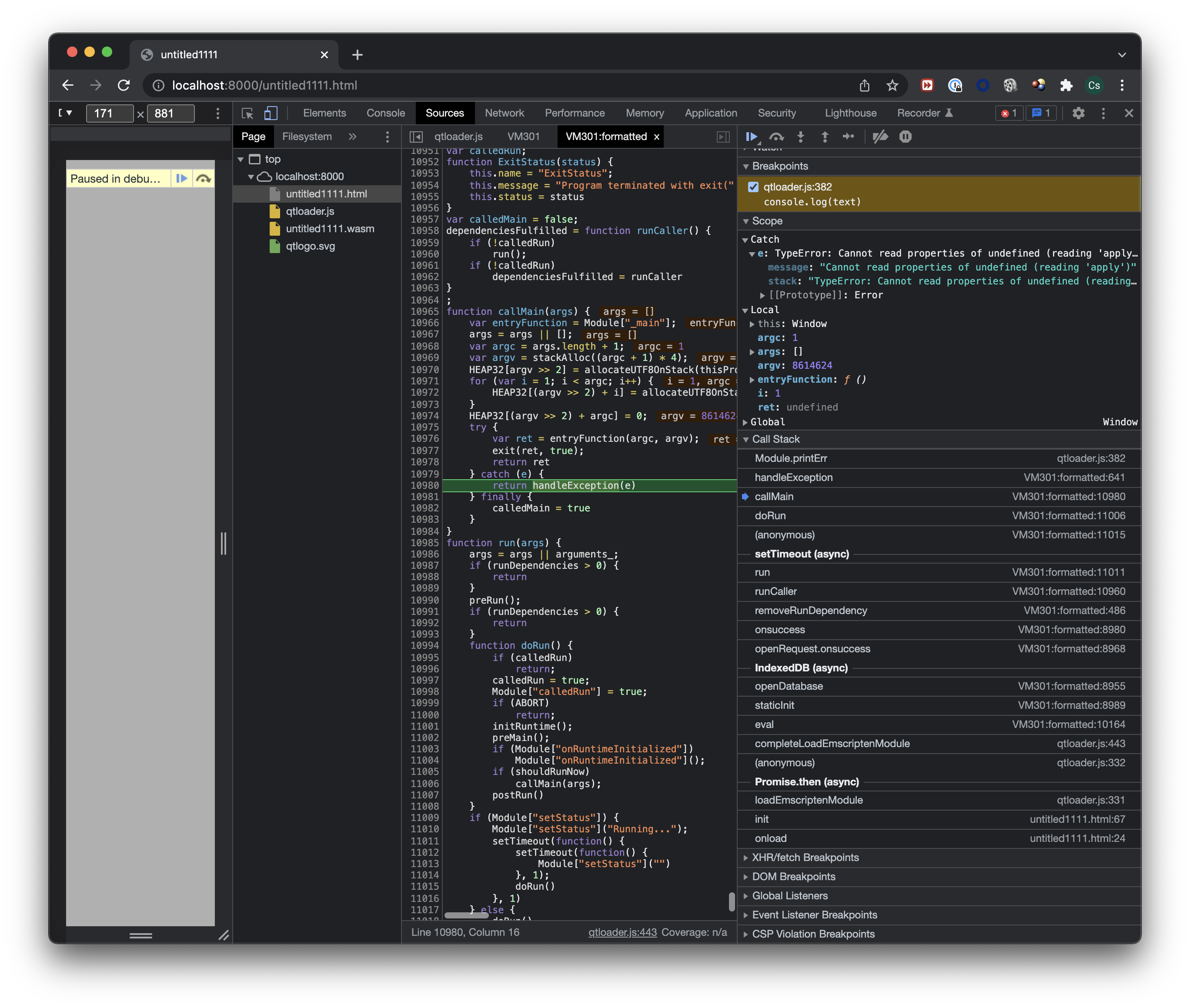 [package] qt/6.2.2: WebAssembly error : "Could not find the Qt platform ...