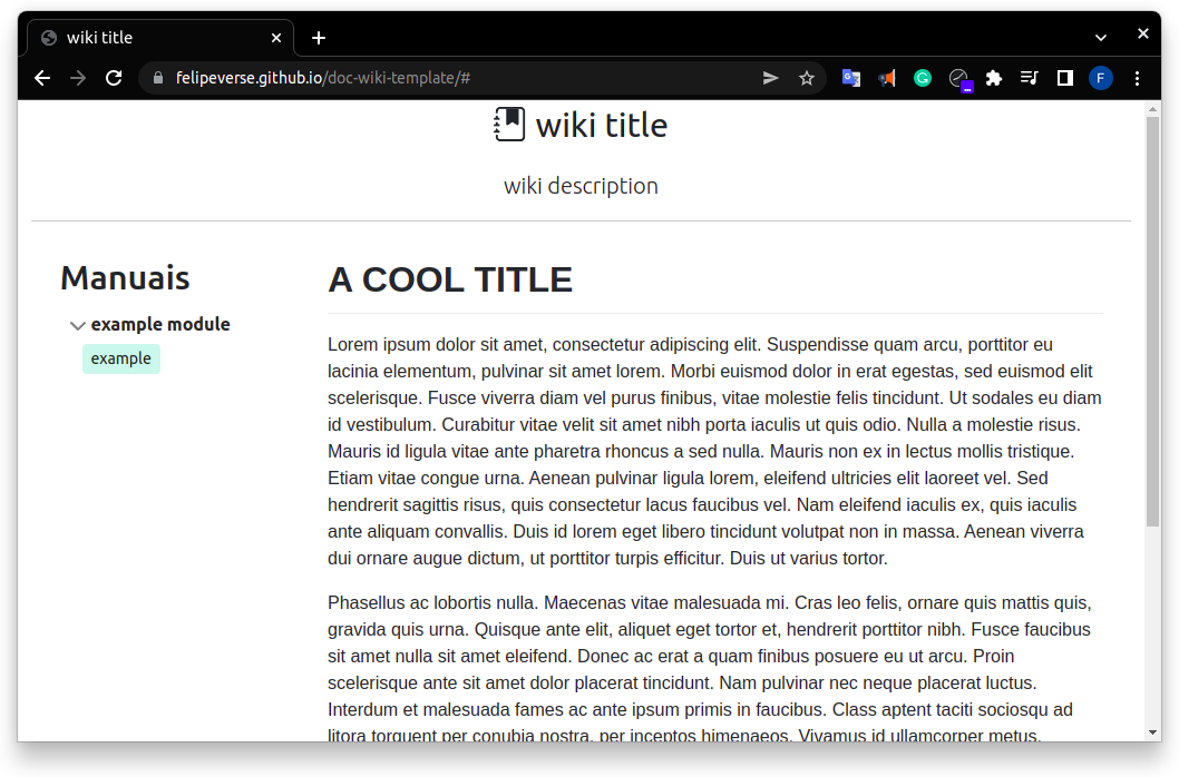 GitHub - felipeverse/doc-wiki-template: Projeto para criar um mini ...