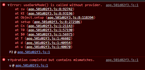 [Bug] v122 is generating "useDarkMode is called without provider" error · Issue #2400 · vuepress ...