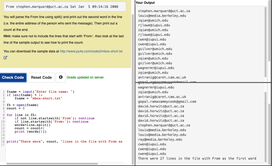 8 5 Open The File Mbox short txt And Read It Line By Line When You Find A Line That Starts With 