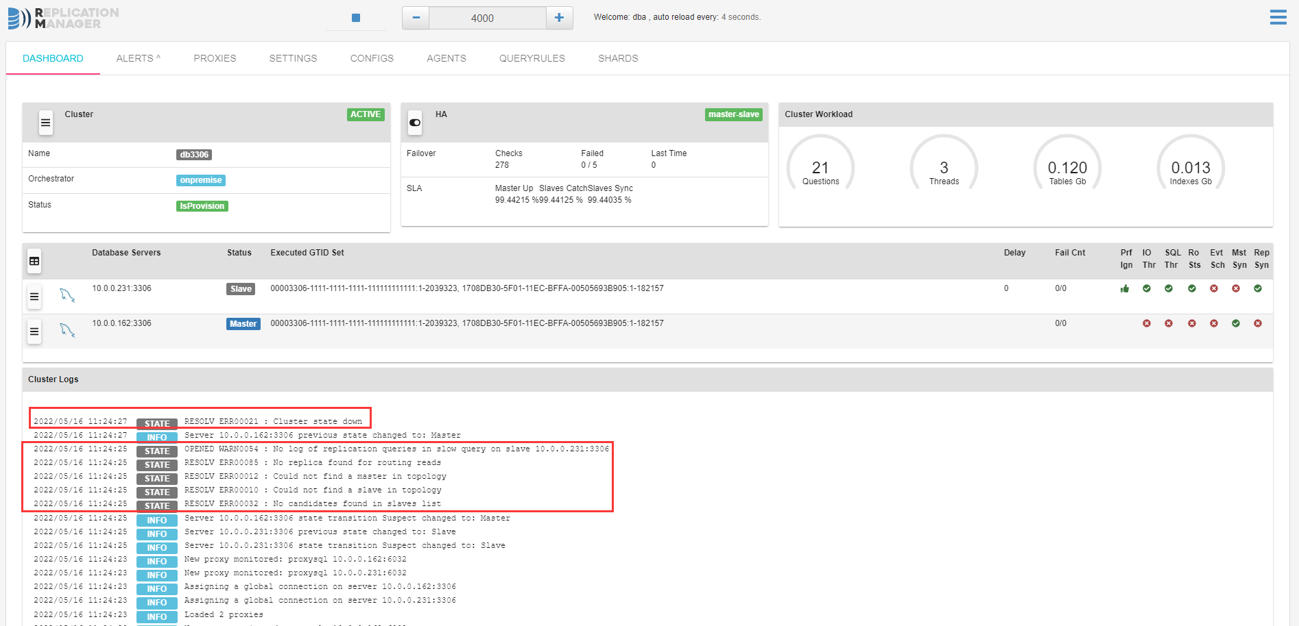 How to solve Cluster Logs STATE ERR000 · Issue #432 · signal18/replication-manager · GitHub