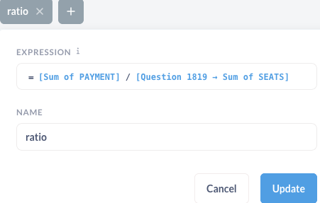 Summarize button breaks if custom column with ratio between 2 aggregated columns from saved ...