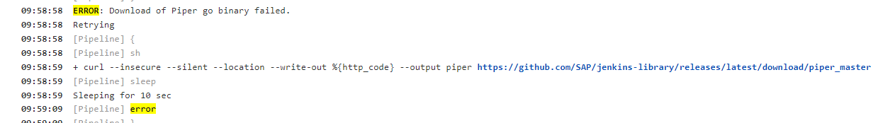ERROR: Download of Piper go binary failed · Issue #3884 · SAP/jenkins-library · GitHub