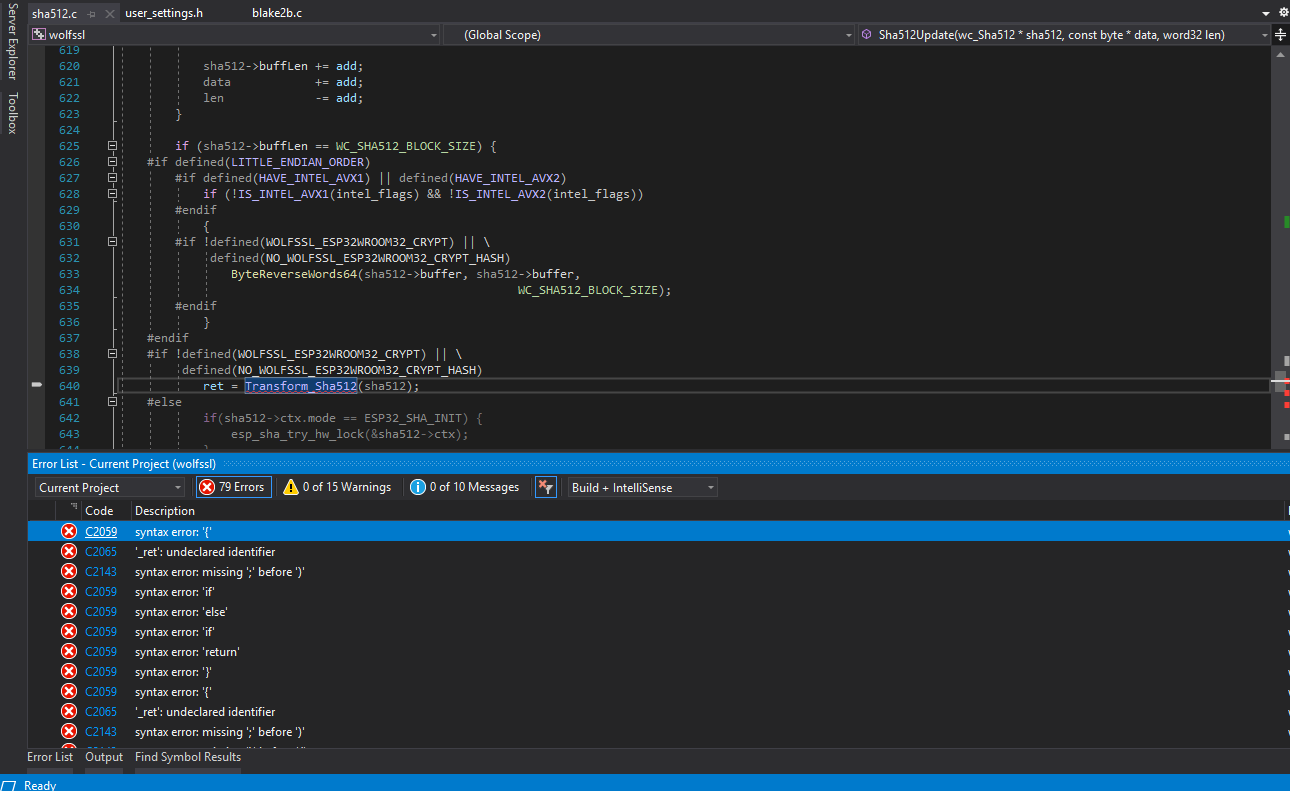 lots of syntax errors in Visual Studio after upgrading to last clone of ...